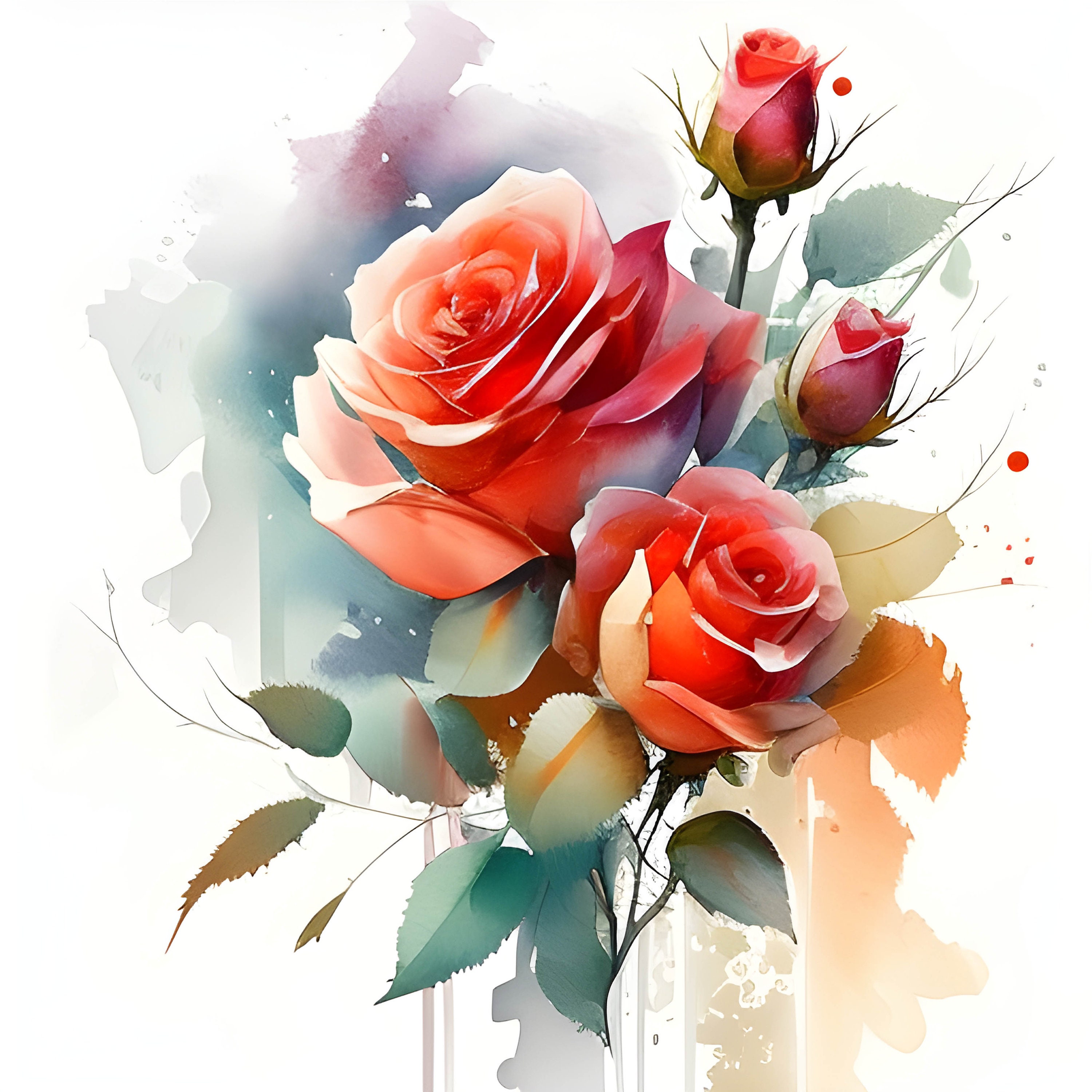 Red Rose Watercolor Clipart Watercolor Floral Clipart Red - Etsy Canada