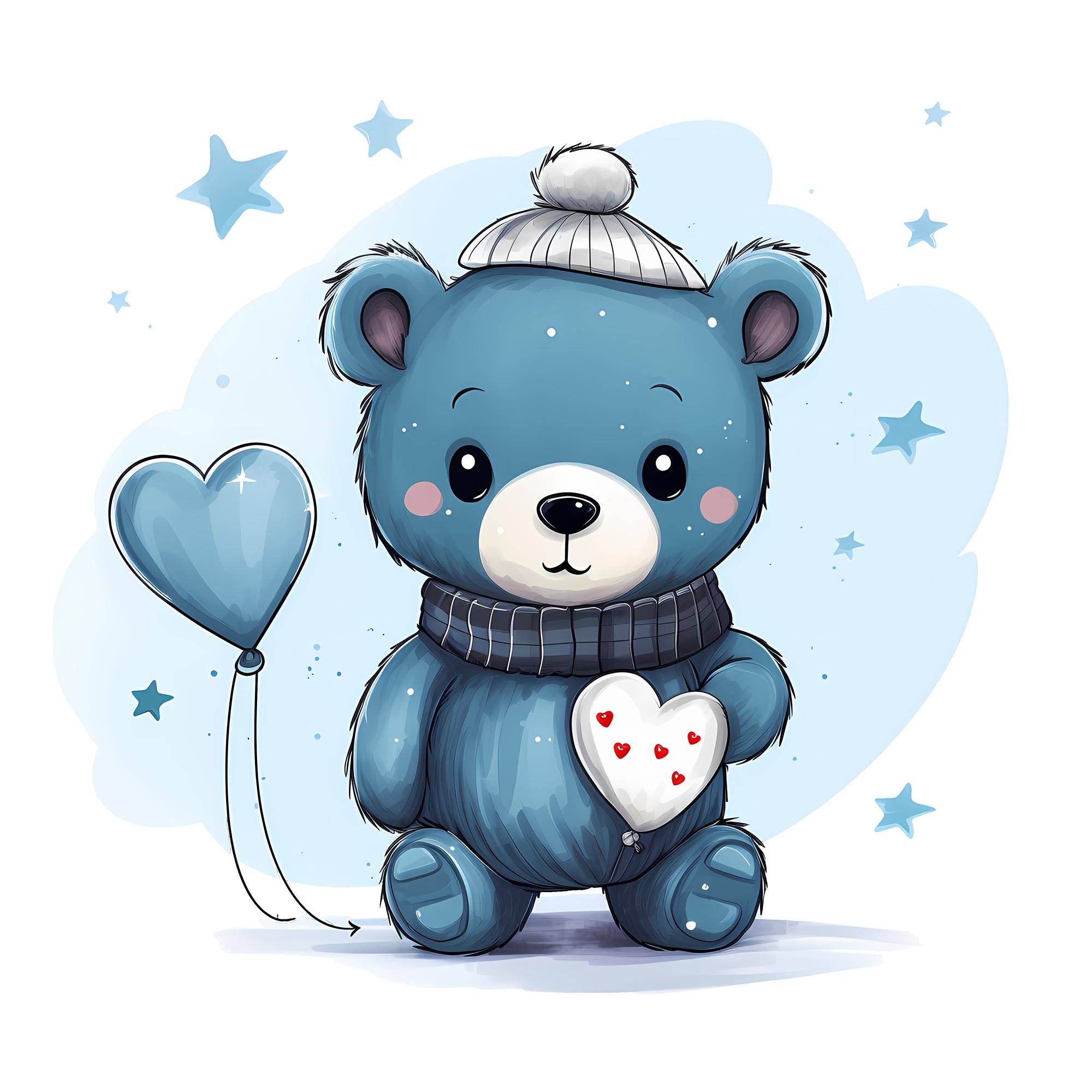 Cute Blue Teddy Bear Watercolor PNG Clipart Teddy Bear - Etsy