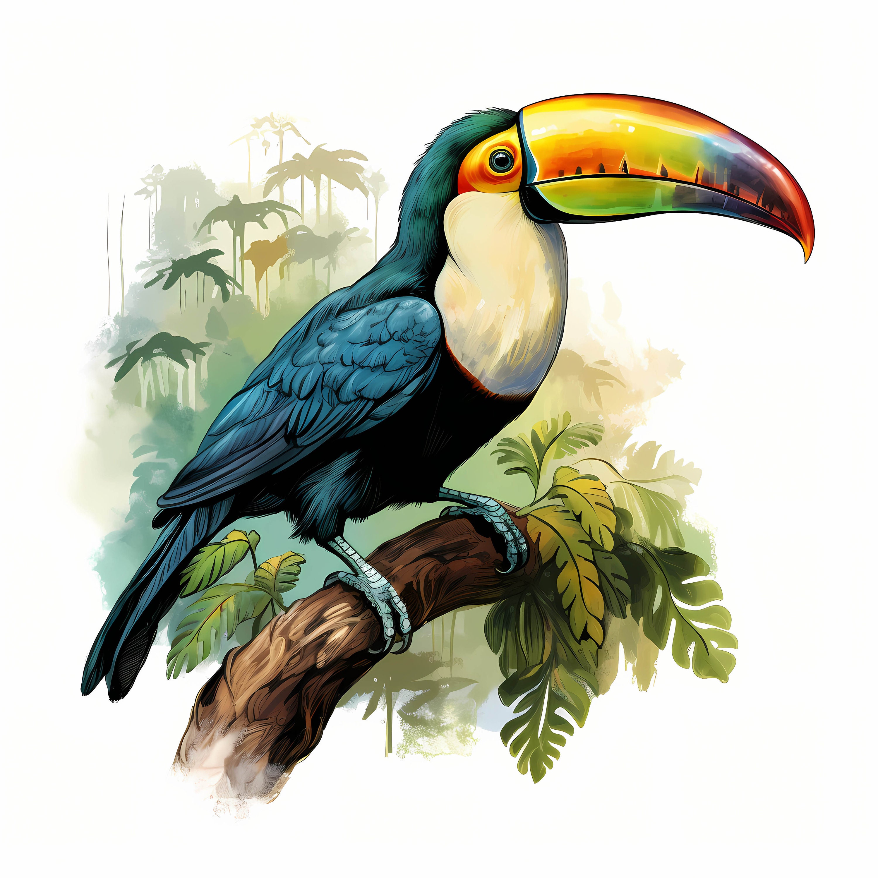 Toucan Watercolor Clipart Bundle Cute Colorful Toucan Set - Etsy