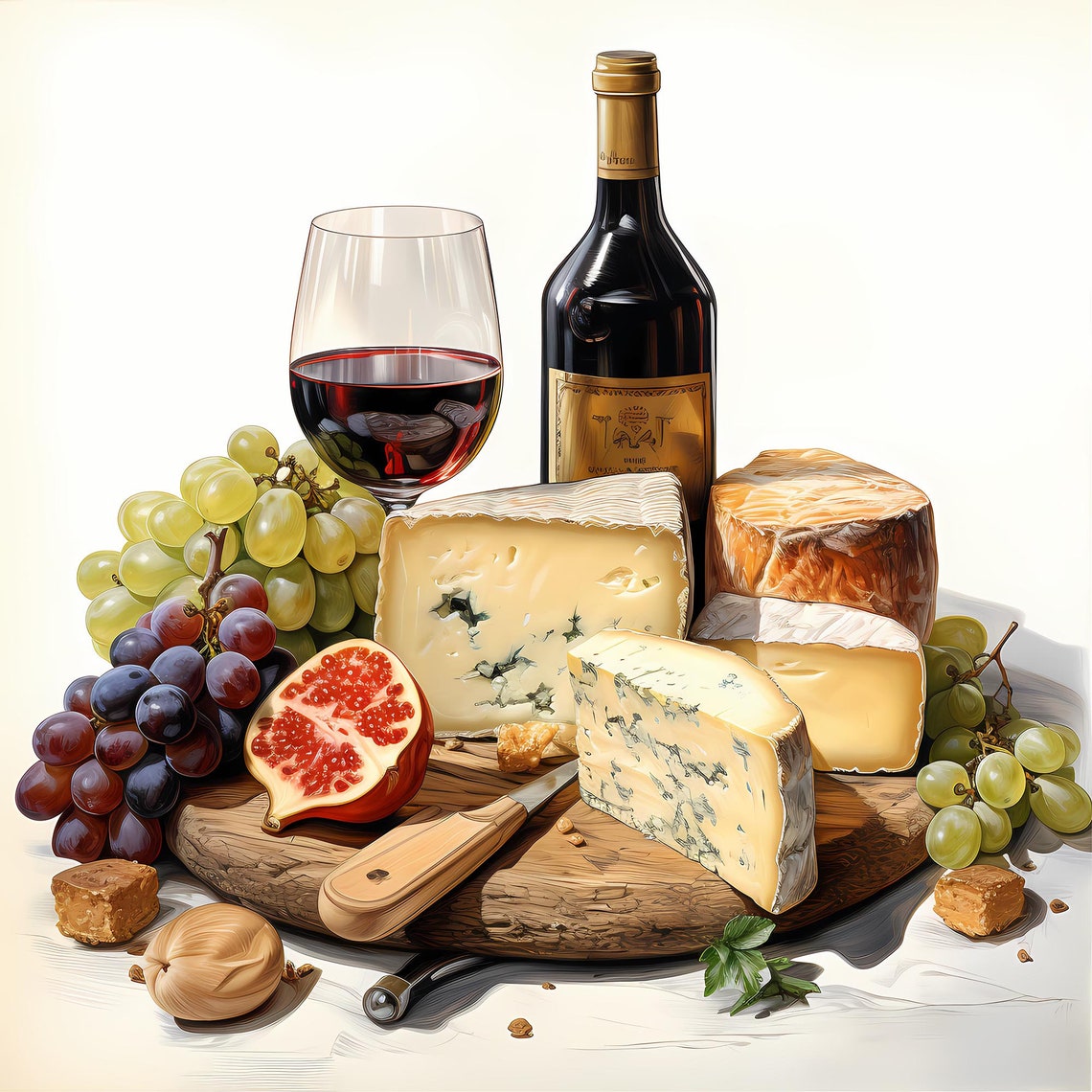 Wine and Cheese Sketch Clipart Bundle Romantic Wine and - Etsy