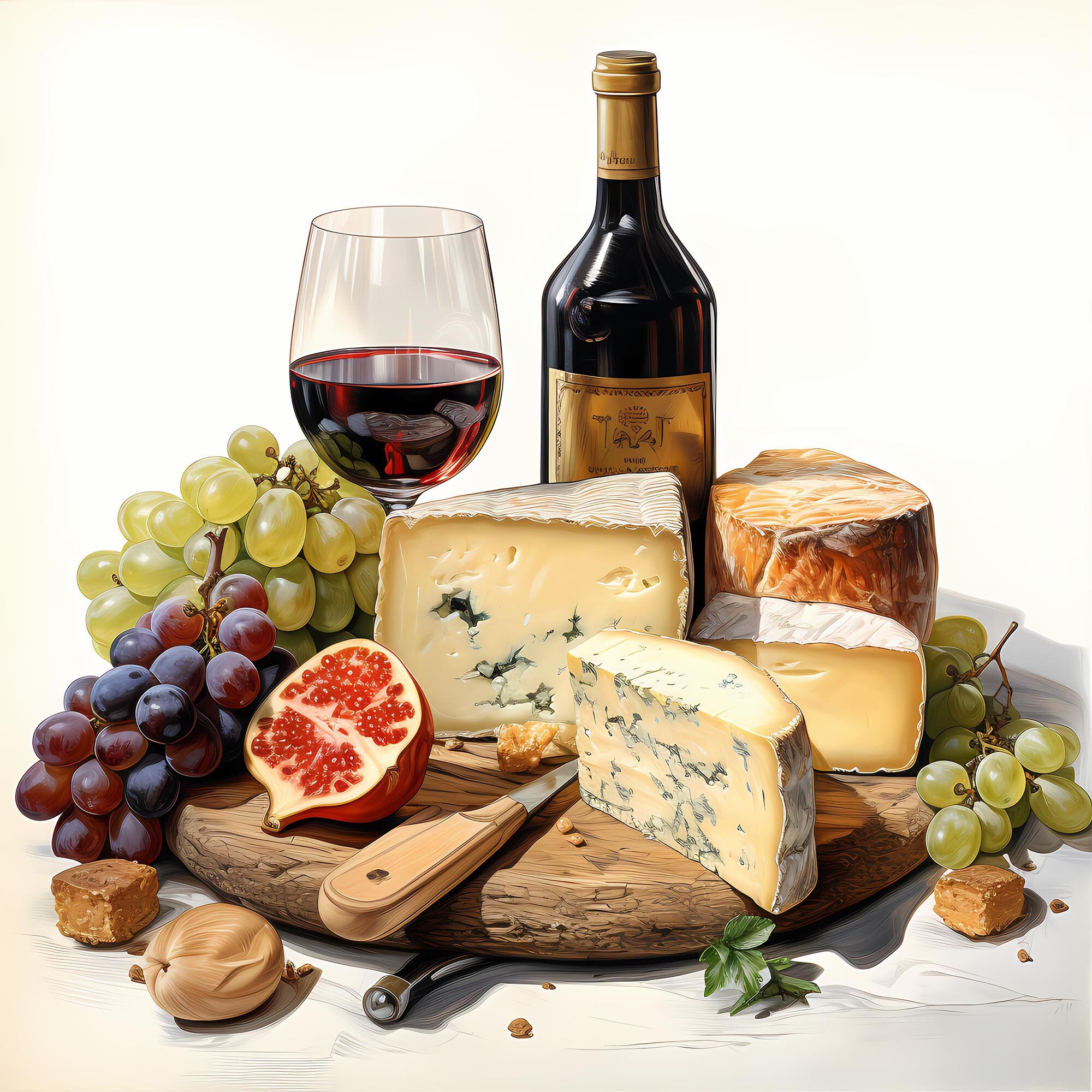 Wine and Cheese Sketch Clipart Bundle Romantic Wine and - Etsy