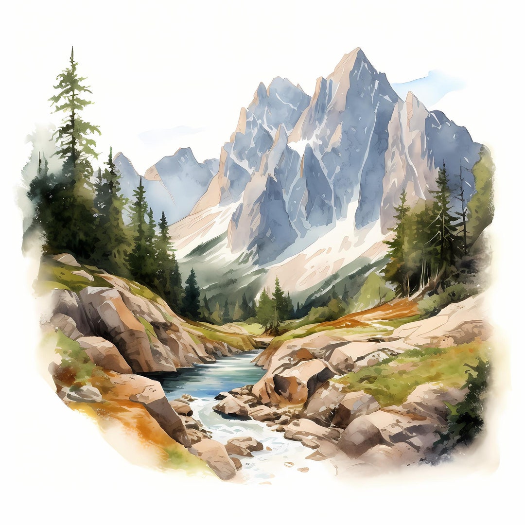 Triglav National Park Watercolor Sketch, Triglav National Park ...
