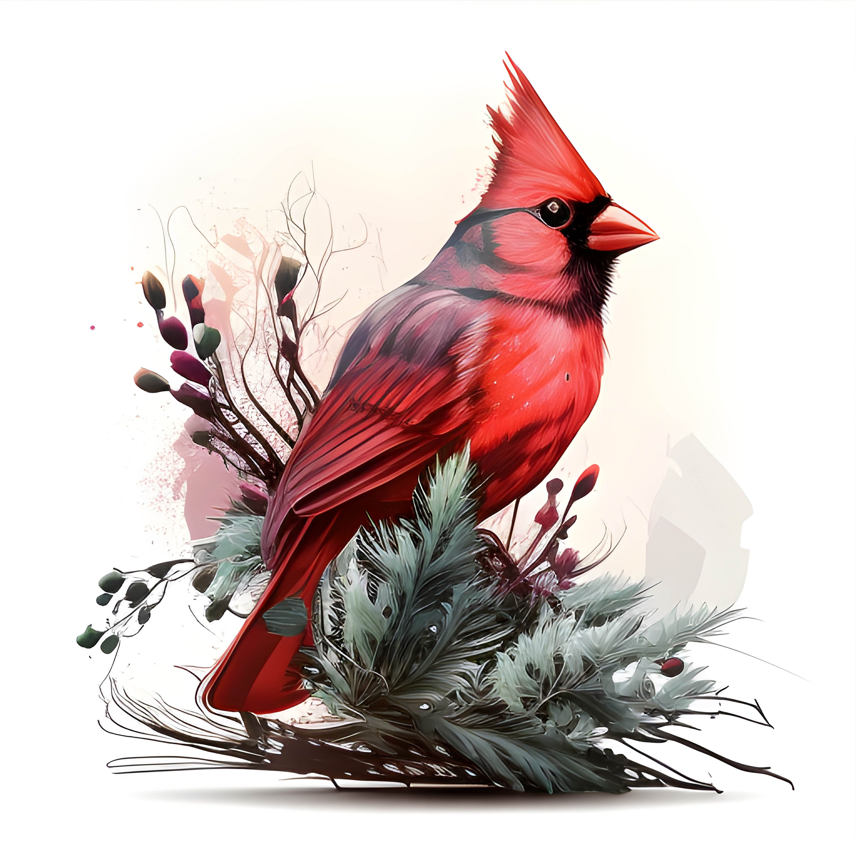 Watercolor Red Cardinal Bird Clipart Red Cardinal PNG Cute - Etsy