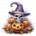 Halloween Spooky Skull Witch Portrait Watercolor Clipart - Etsy