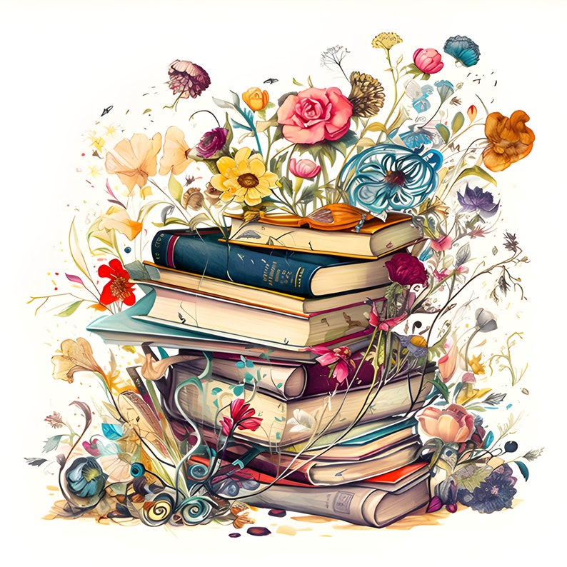 Watercolor Stack of Fantasy Books Clipart Fantasy Books and - Etsy