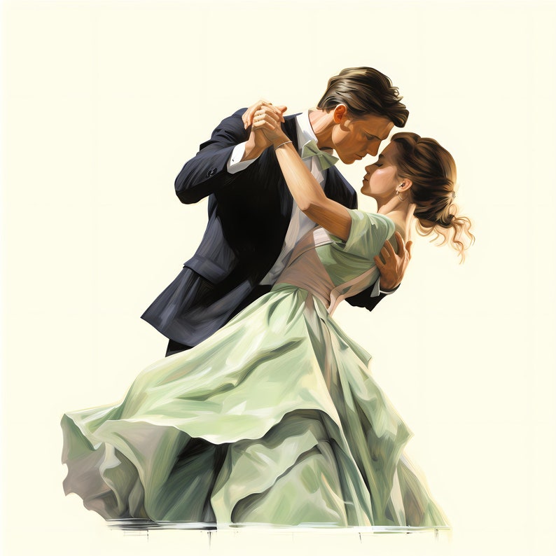 Romantic Dancing Couple Watercolor Clipart Bundle, Beautiful Dancing ...