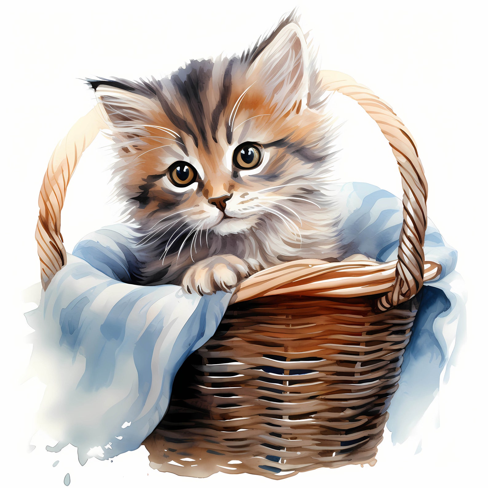 Cute Kitten Watercolor Clipart Funny Cat Clipart Sublimation - Etsy