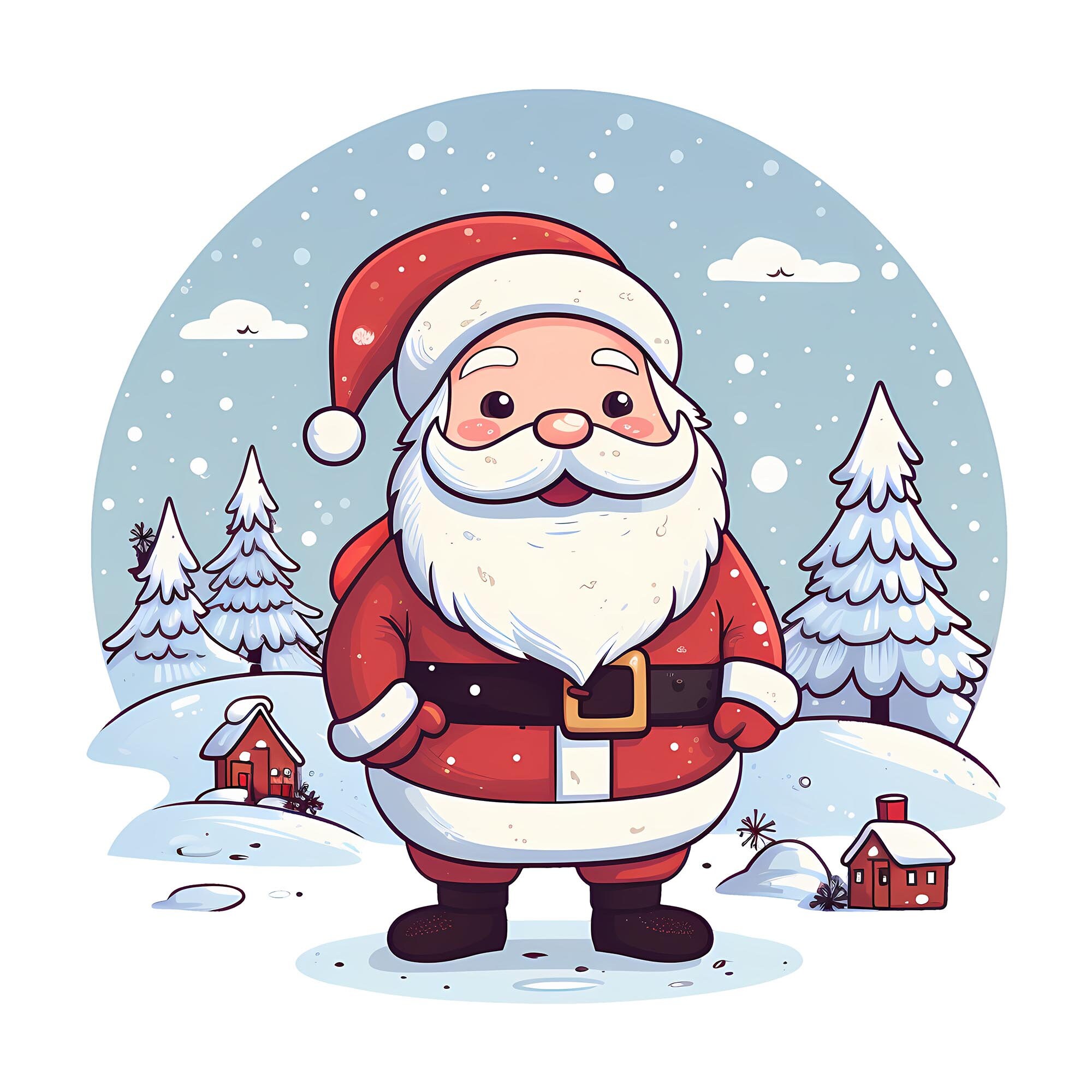 Watercolor Santa PNG Clipart Bundle Cute Santa Christmas - Etsy