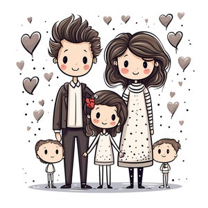 Happy Family Watercolor PNG Clipart Bundle, Mom, Dad, Kids Birthday ...