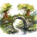 Magic Fairy Forest Bridge Watercolor Clipart, Watercolor Magic Forest ...