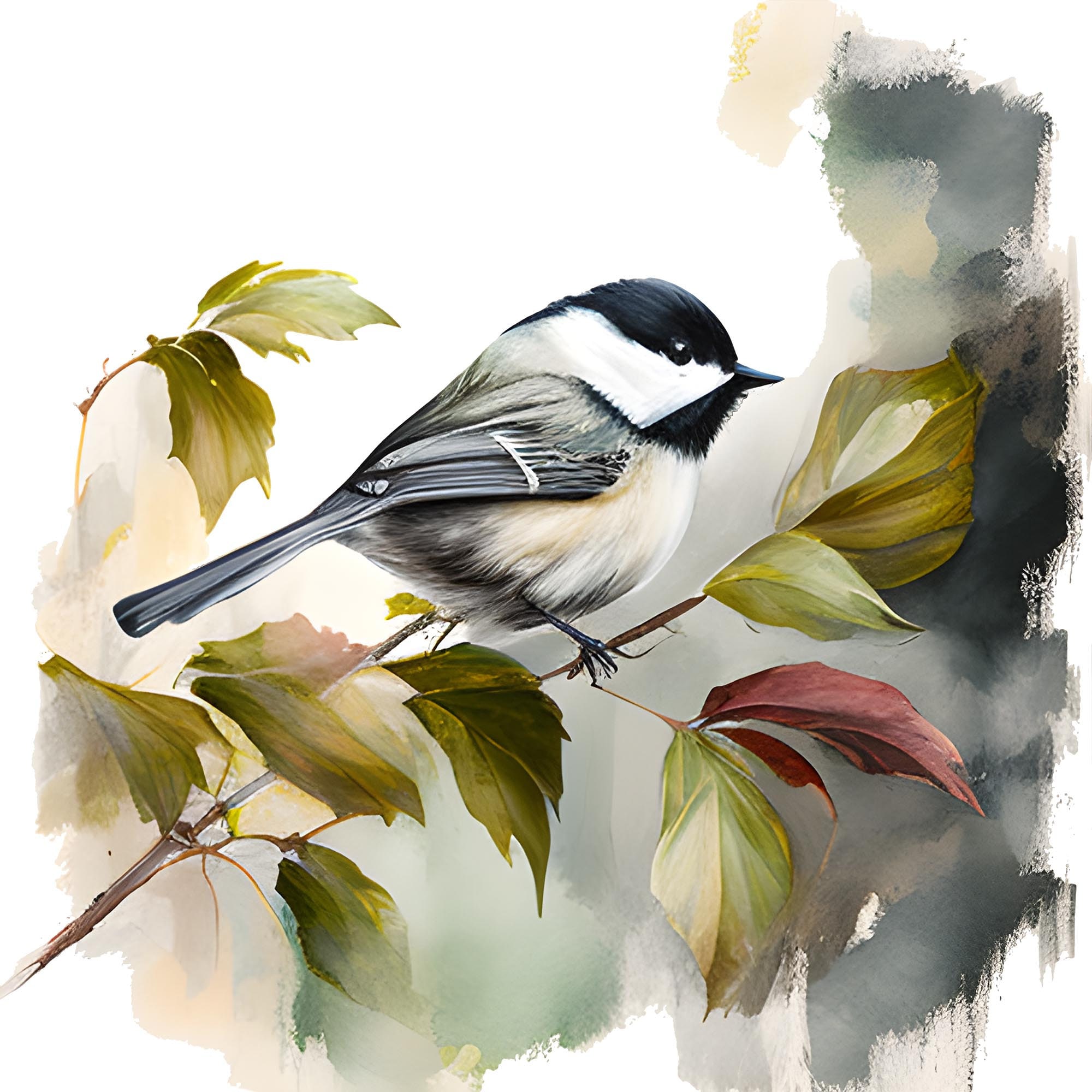 Chickadee Bird Watercolor PNG Clipart Bundle, Cute Colorful Chickadee ...