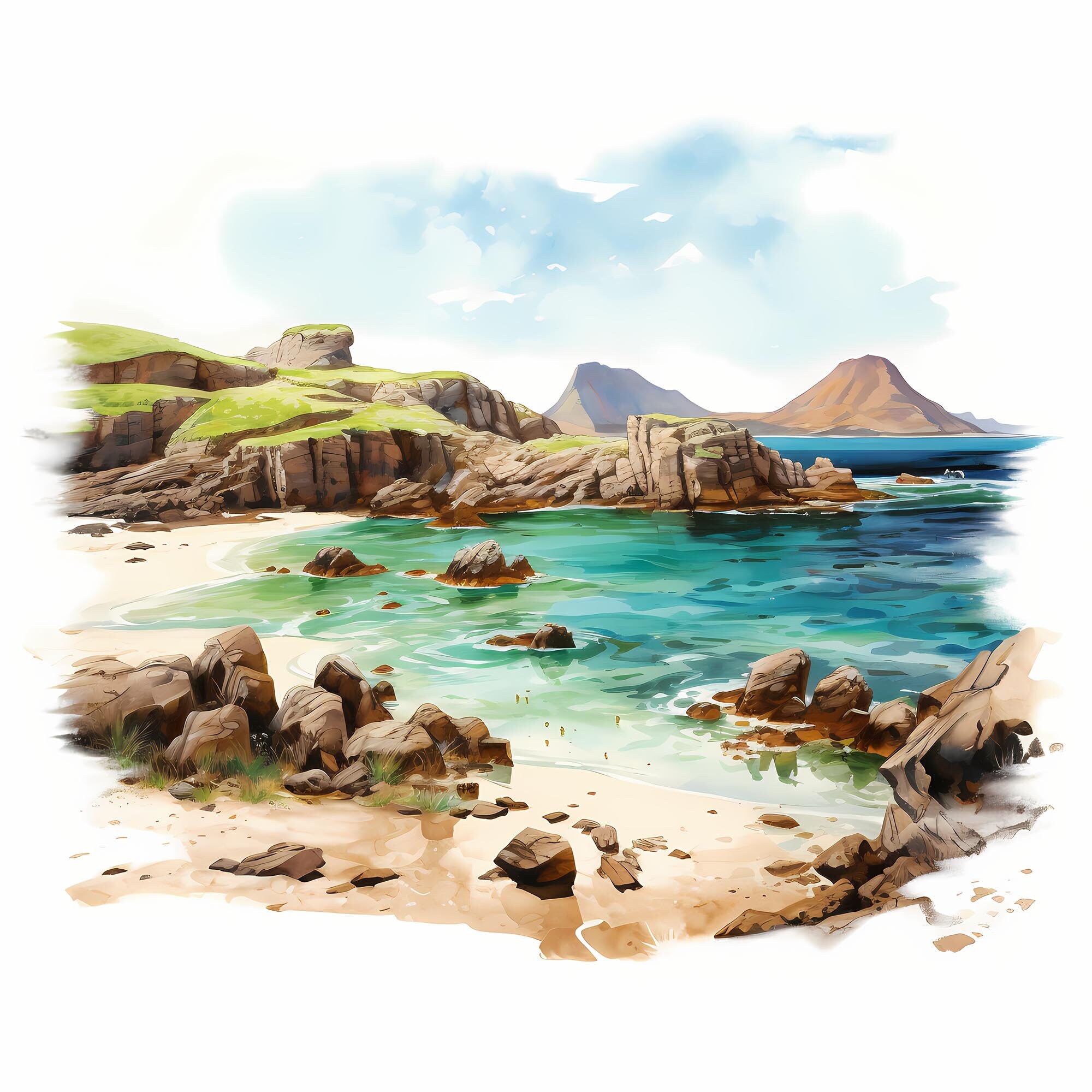 Galapagos National Park Watercolor Sketch Art Bundle, Galapagos ...