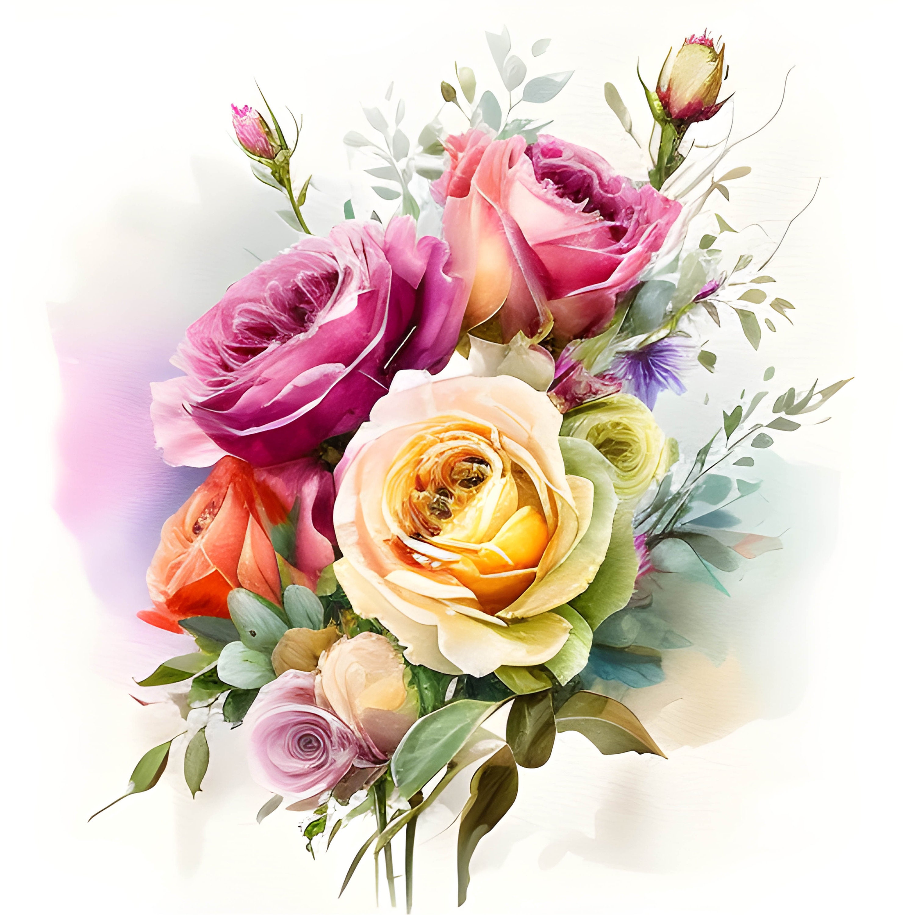 Juliet Rose Watercolor Clipart, Watercolor Floral Clipart, Juliet Rose ...