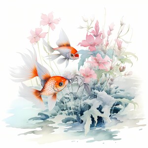 Traditional Chinese Fish Painting Clipart Bundle, Minimalist ...