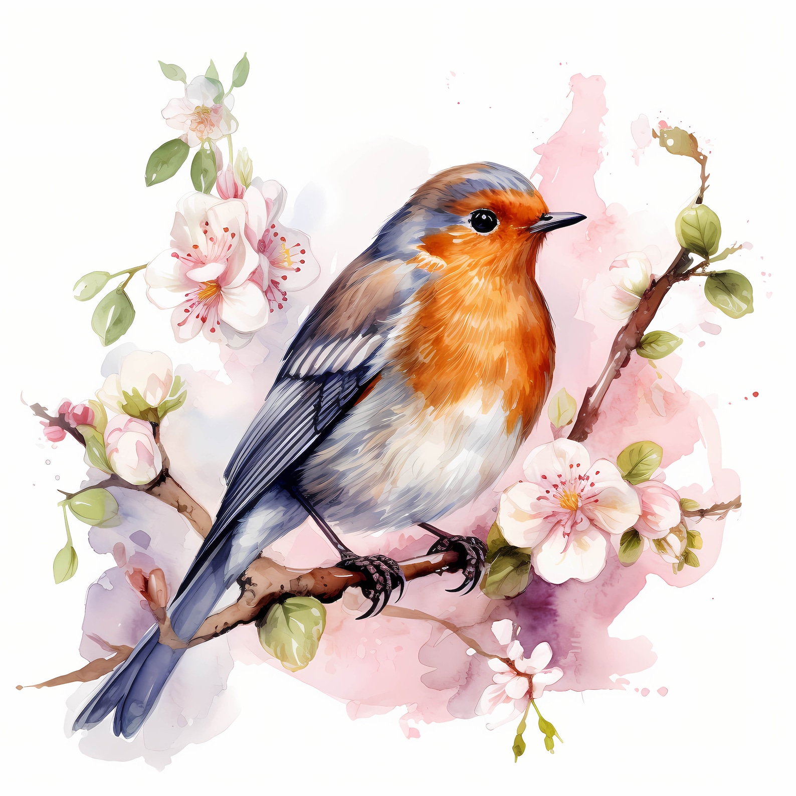Robin Bird Watercolor Clipart Bundle, Cute Colorful Robin Bird Set ...