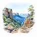 Blue Mountains National Park Watercolor Sketch Art Bundle, Blue ...