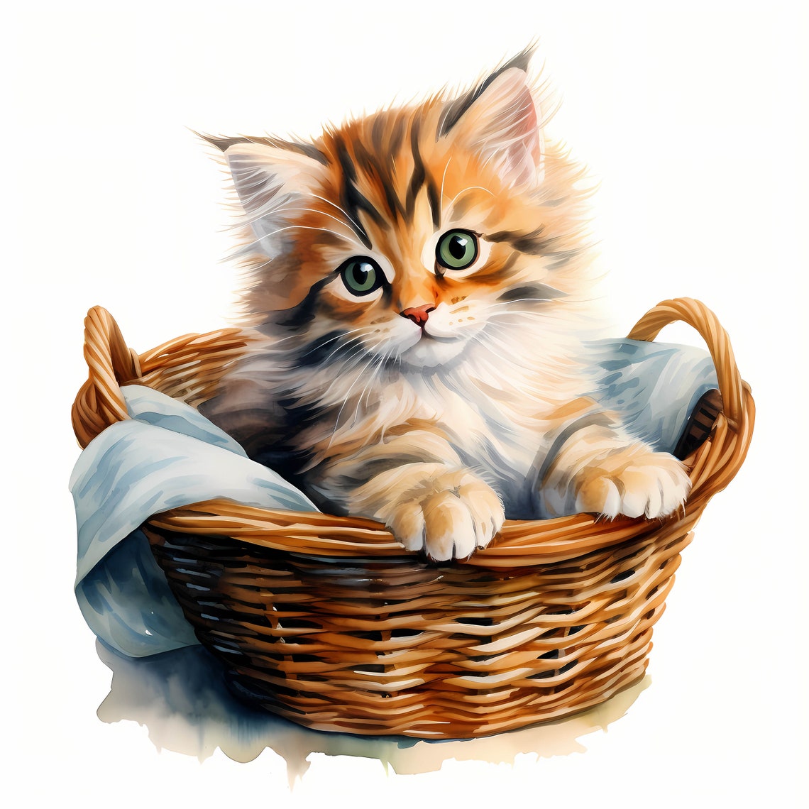 Cute Kitten Watercolor Clipart Funny Cat Clipart Sublimation - Etsy