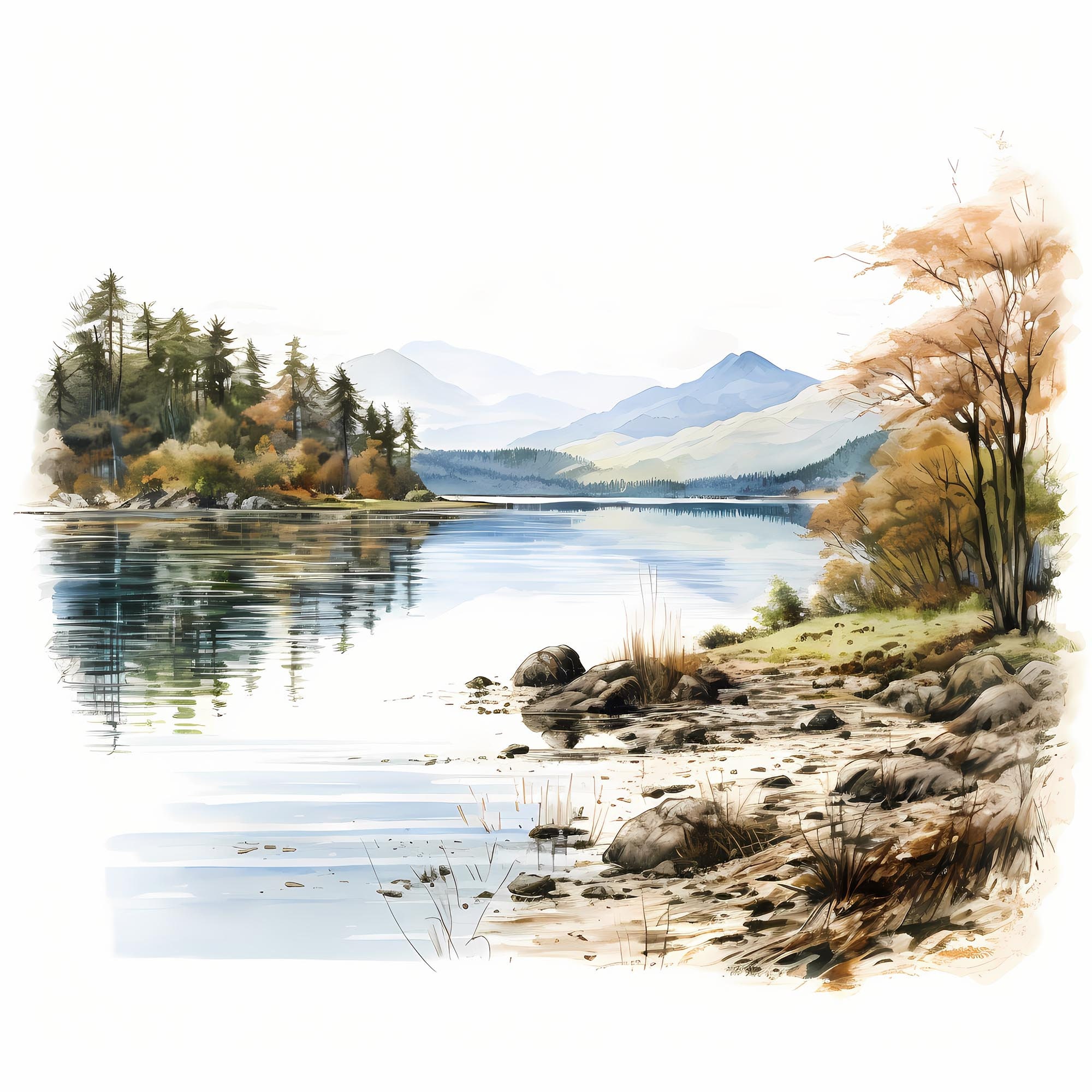 Loch Lomond and the Trossachs National Park Watercolor Sketch - Etsy