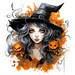 Halloween Cute Witch Watercolor Clipart Bundle, Halloween Witch ...