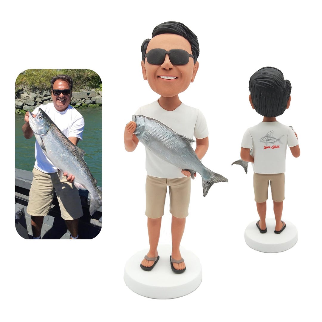 Personalized Fishing Bobblehead, Custom Fisherman Bobbleheads, Fishing ...