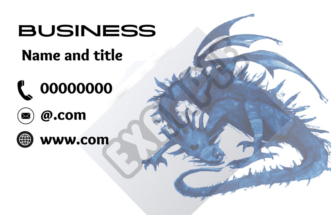 Editable Business Card Blue Dragon Template 3.5x2 Inch - Etsy