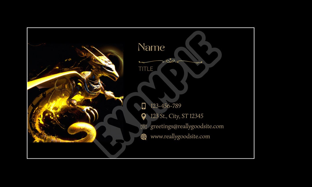 Editable Business Card Golden Dragon Fantasy 3.5x2 Inch DIY Template - Etsy