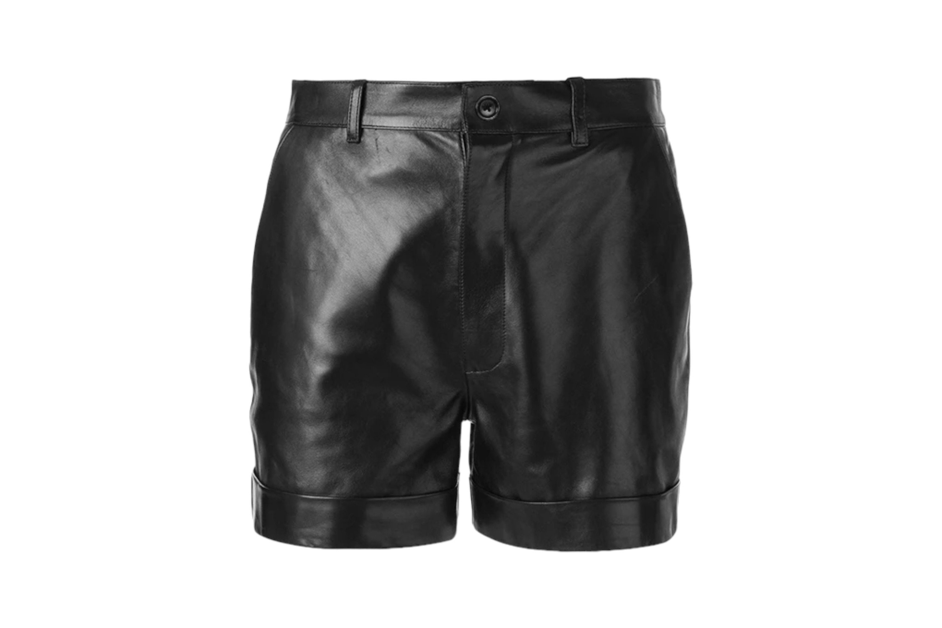 Black Leather Shorts , Customized Leather Wide Short Length Capris ...