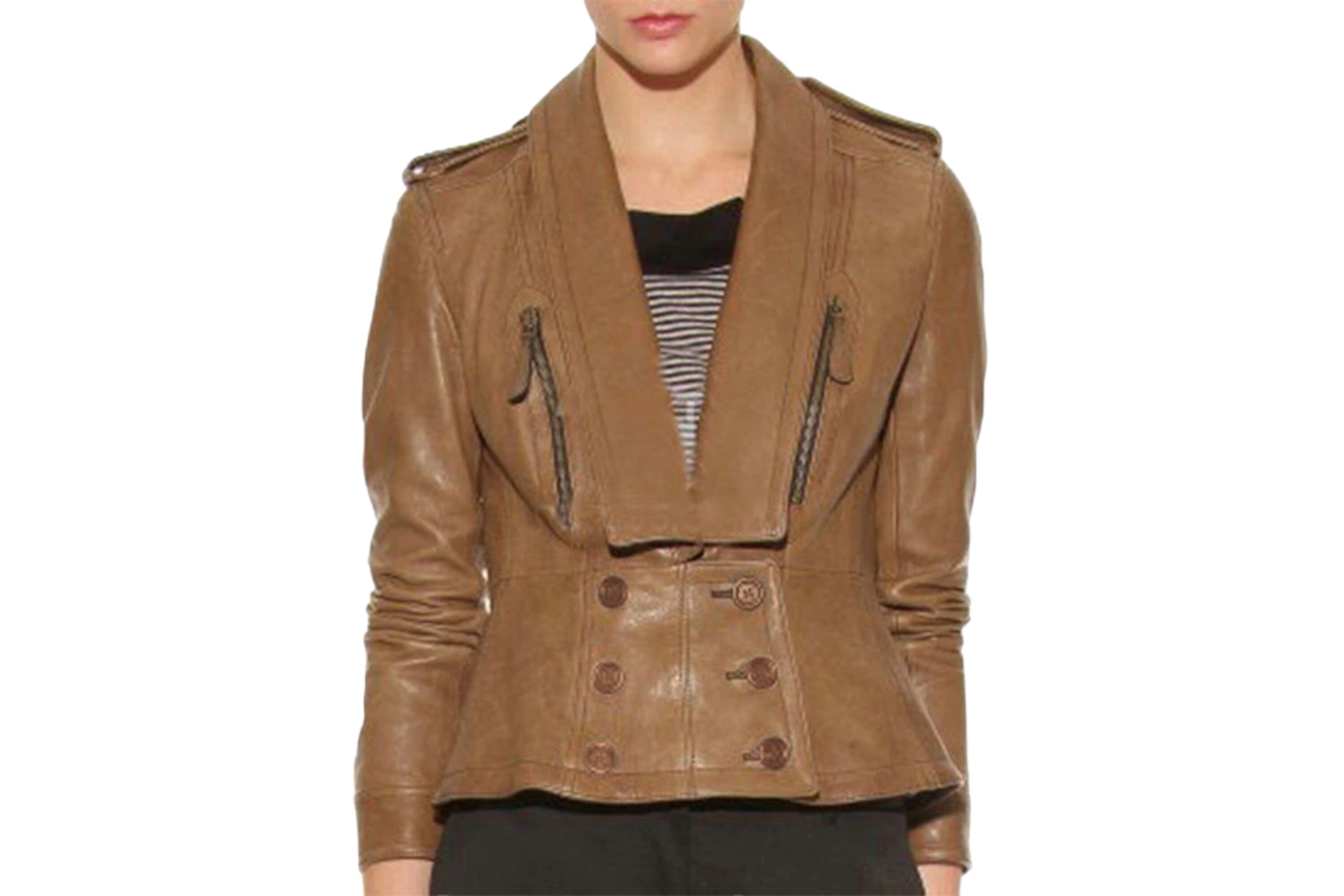 Brown Deep Neck Women Leather Jacket Women Leather Jacket Brown Women ...