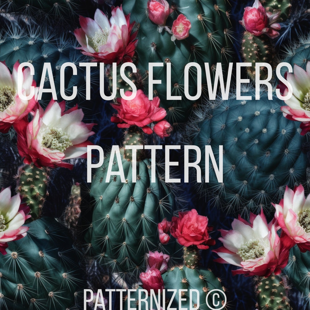 Cute Cacti Flower Digital Paper Pattern Seamless Cactus Flower Pattern ...