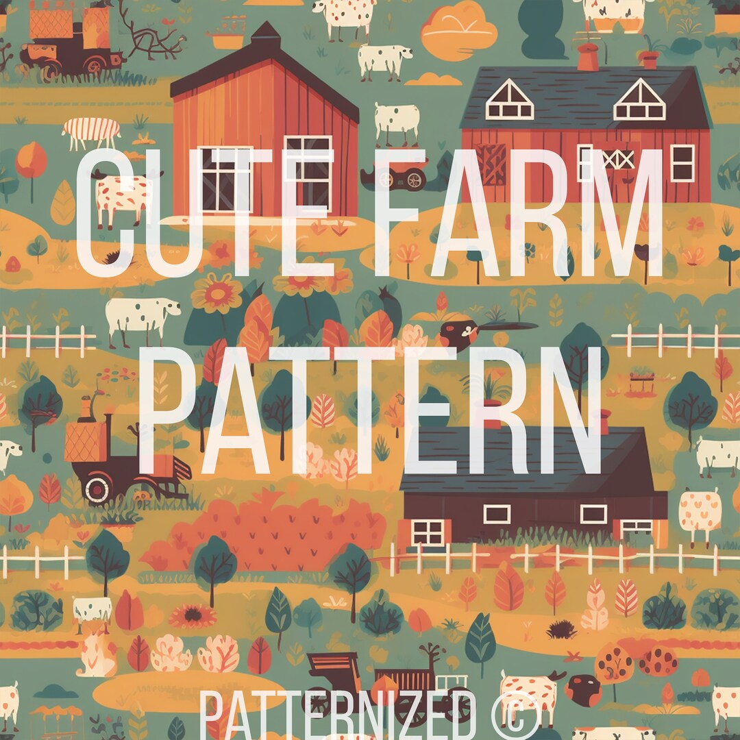 Cute Farm Digital Paper - Pattern - Seamless Farming Pattern, Custom ...