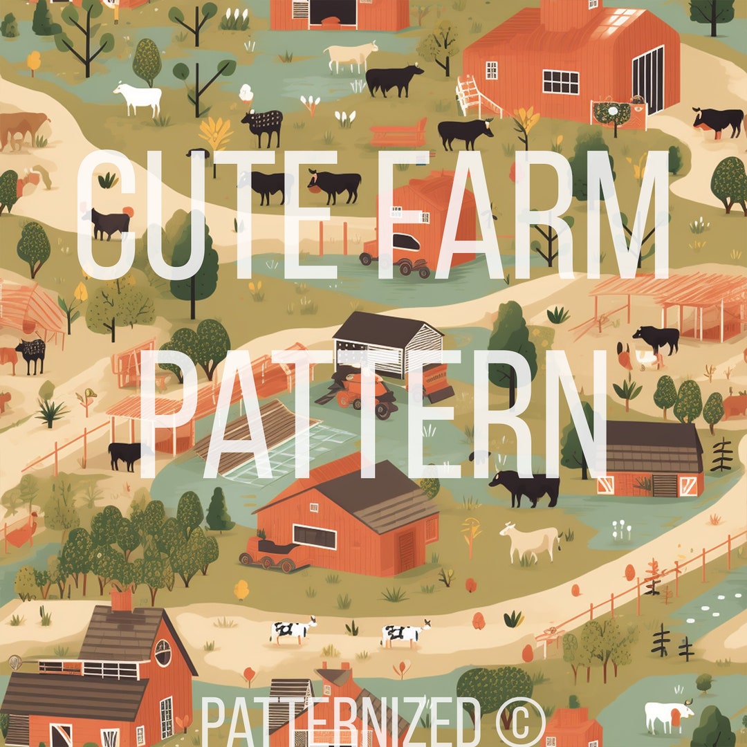 Cute Farm Digital Paper - Pattern - Seamless Farm Pattern, Custom Farm ...