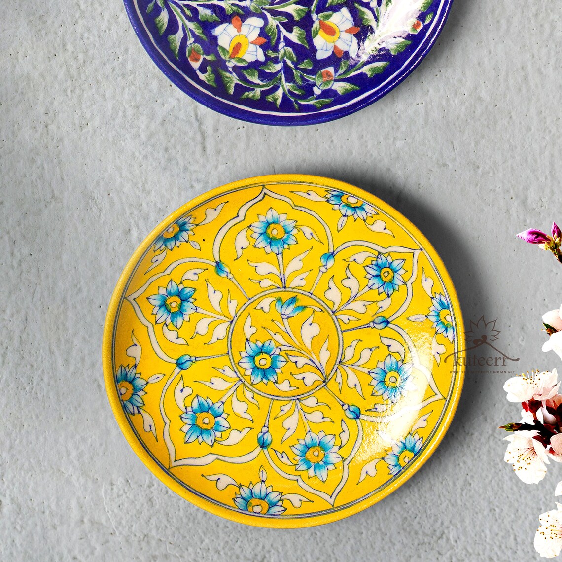 Blue Pottery Wall Plate & Serving Plate Set of 3, Multipurpose Plates ...