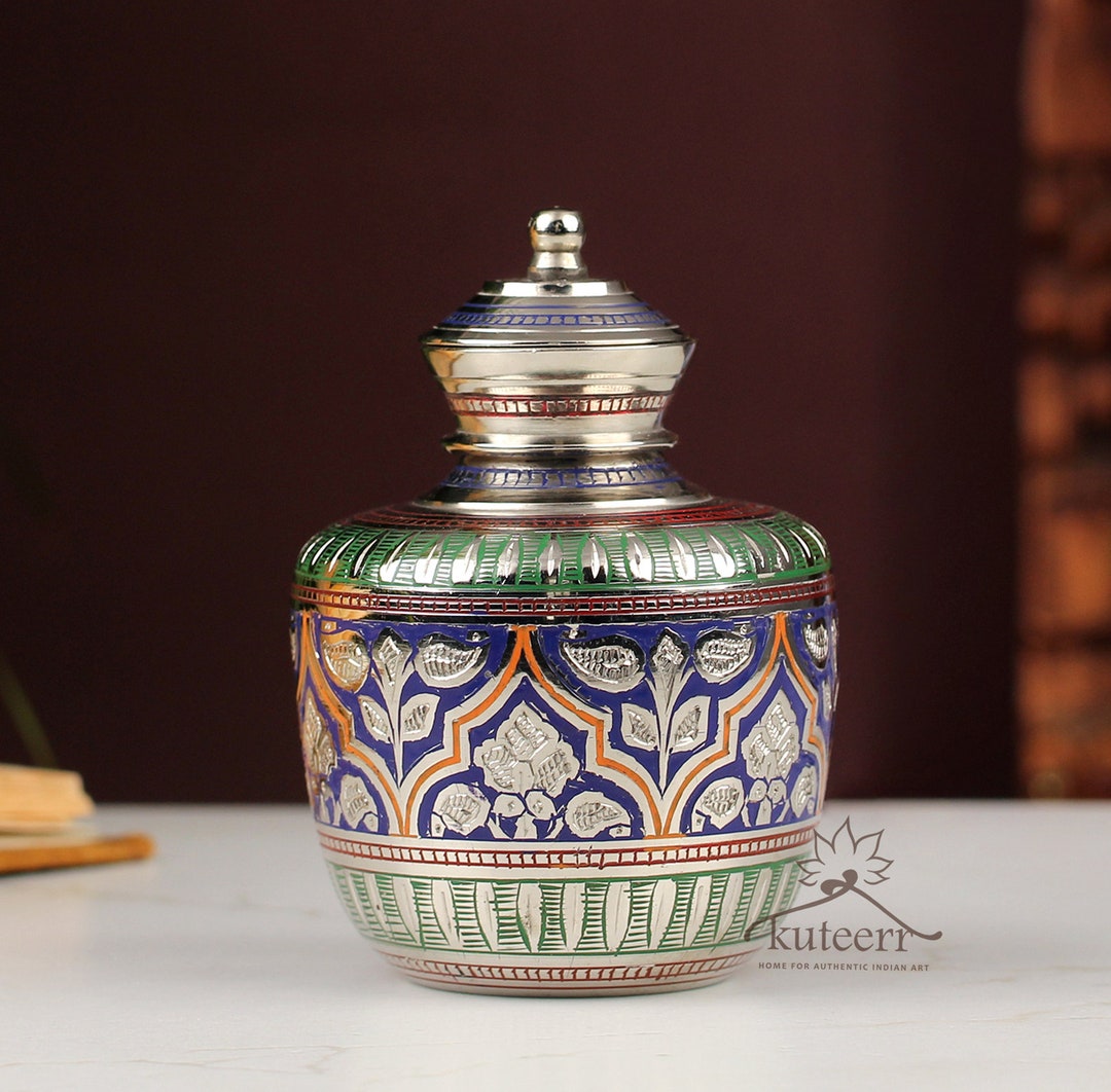 Antique Brass Engraved Gangajali: Holy Water Kalash for Pooja, One ...