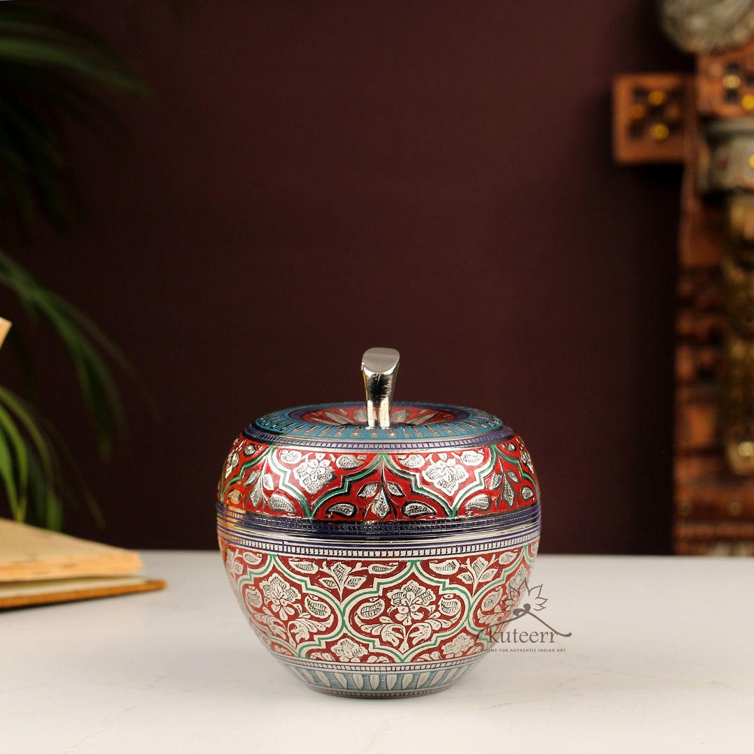 Brass Engraved Canister | Brass Jar With Lid | Vintage Spice Container ...