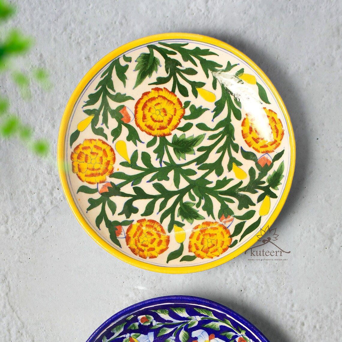 Blue Pottery Wall Plate & Serving Plate Set of 3, Multipurpose Plates ...