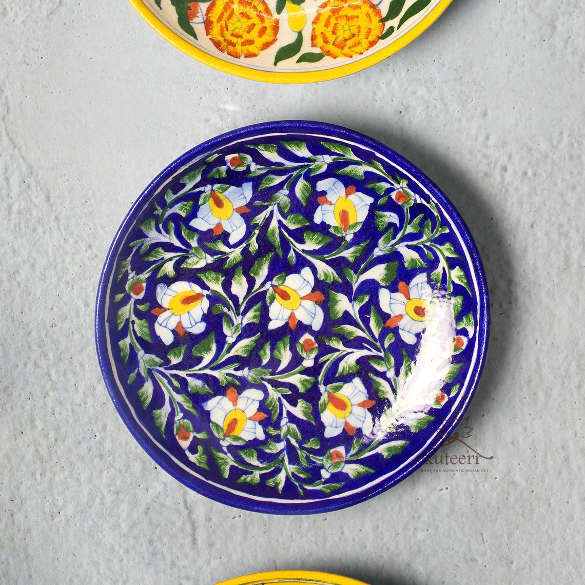 Blue Pottery Wall Plate & Serving Plate Set of 3, Multipurpose Plates ...
