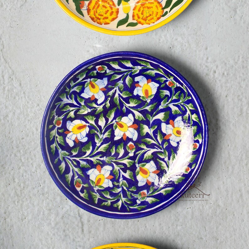 Blue Pottery Wall Plate & Serving Plate Set of 3, Multipurpose Plates ...