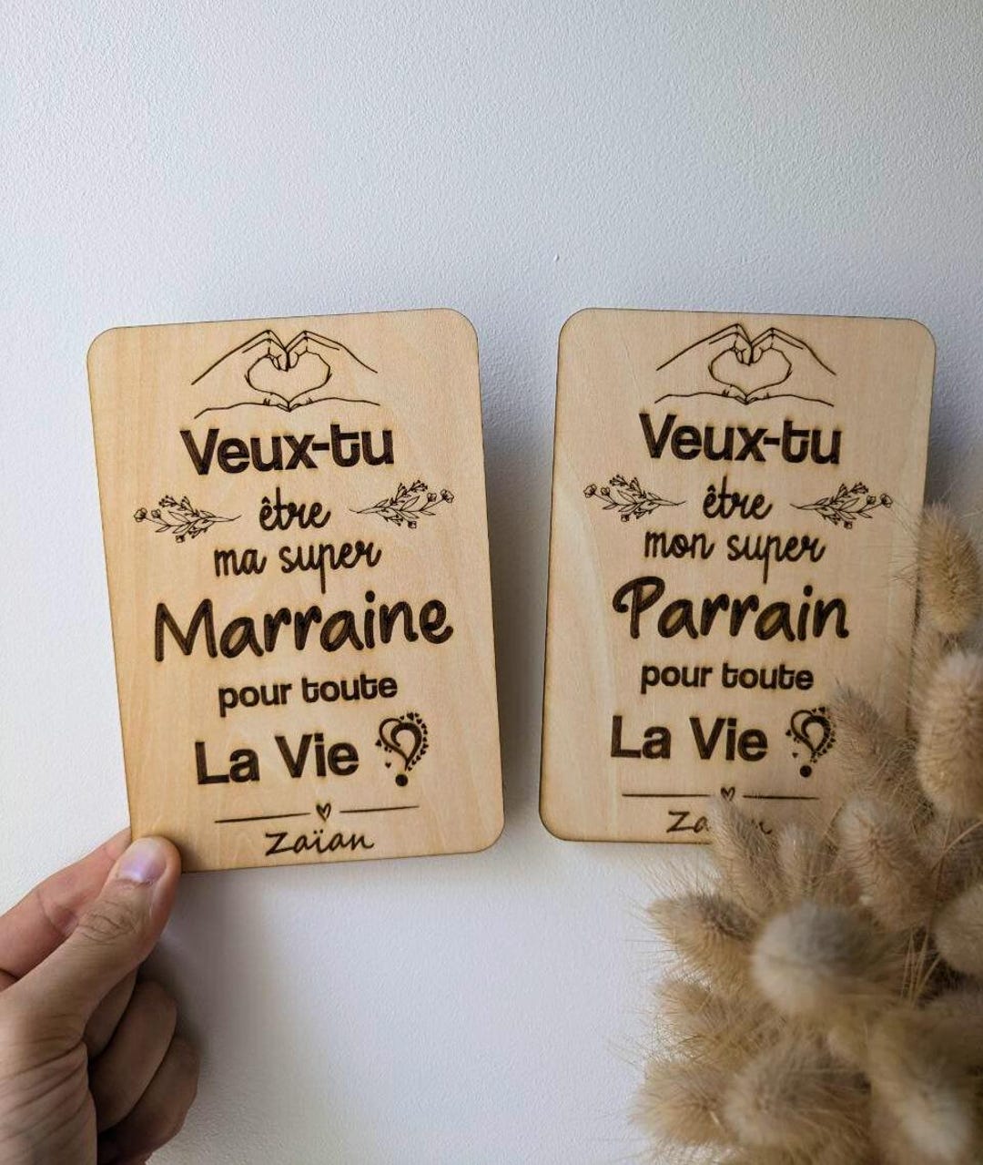 Customizable Wooden GODFATHER and GODMOTHER Request Card magnet/magnet ...