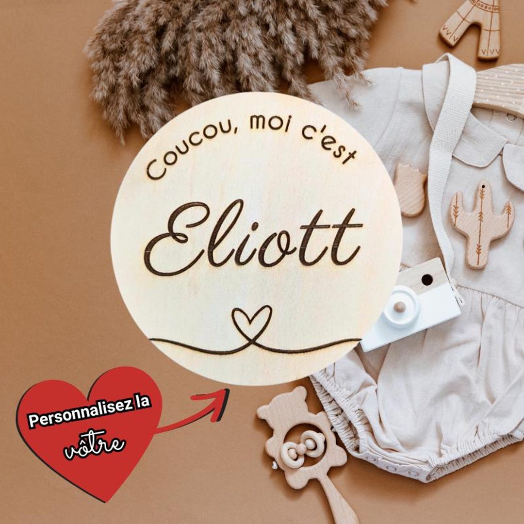 Personalized Wooden Baby Name Card (birth, Announcement, Souvenir, Gift ...