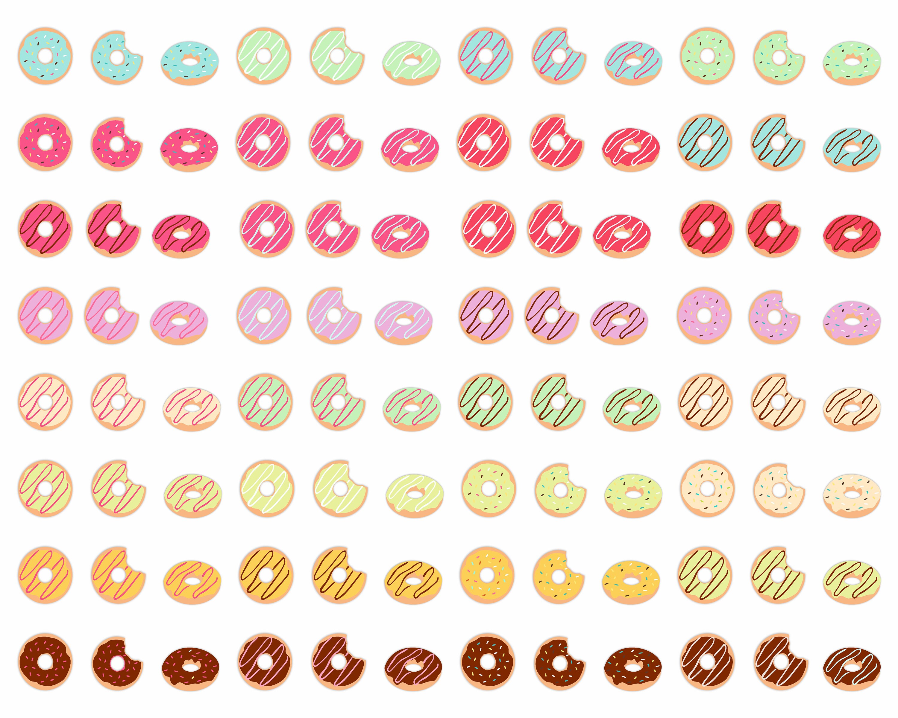 Donuts SVG Clipart Donut Font Alphabet Digital Donuts Bundle Doughnut ...