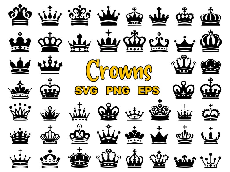 Crown SVG Clipart Crowns Silhouette Bundle Queen King Princess Vector ...