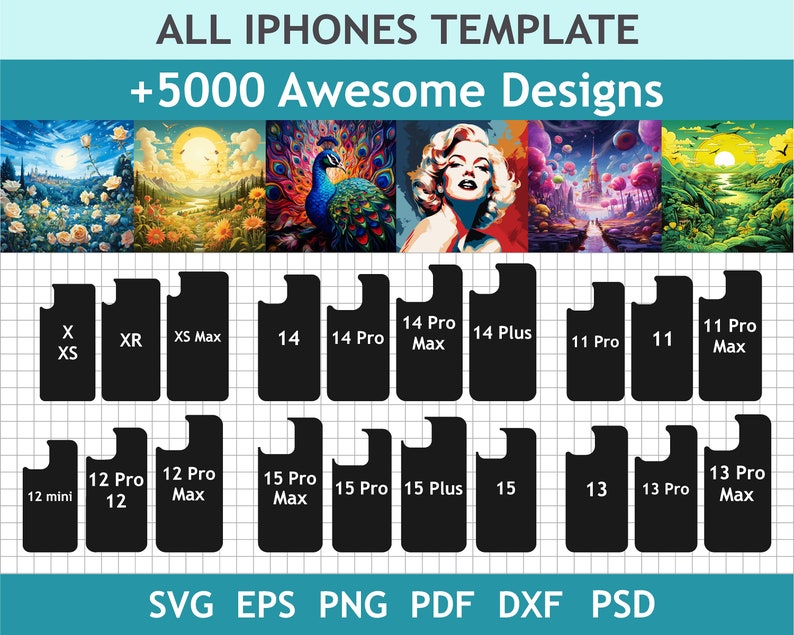 Phone Case Template Pack + 5000 Designs Mega Bundle - Sublimation Template for iPhone Cases ...
