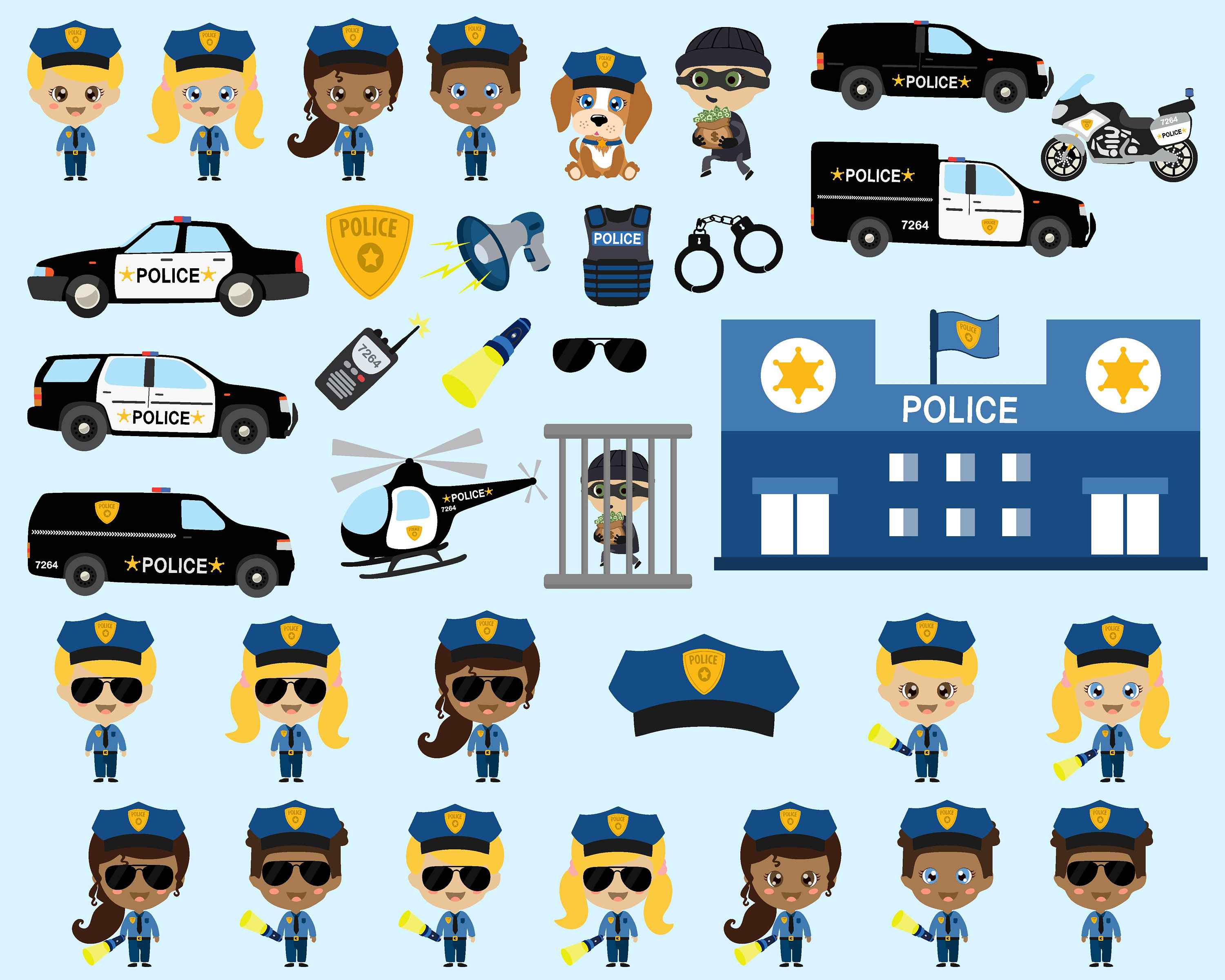 Police SVG Mega Bundle INSTANT DOWNLOAD Boy Birthday Decor Elements ...