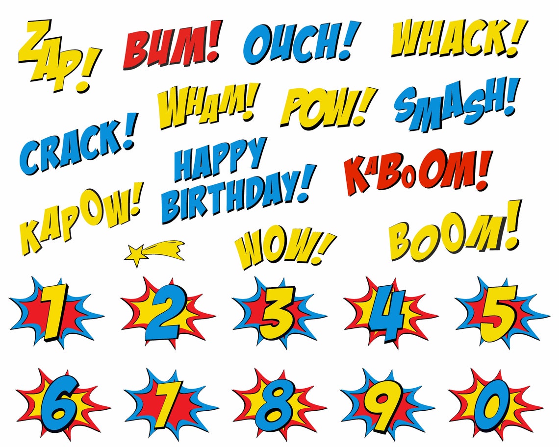 Comic Style Action Bubbles SVG Clipart - Comic Cartoon Style PNG Bundle ...