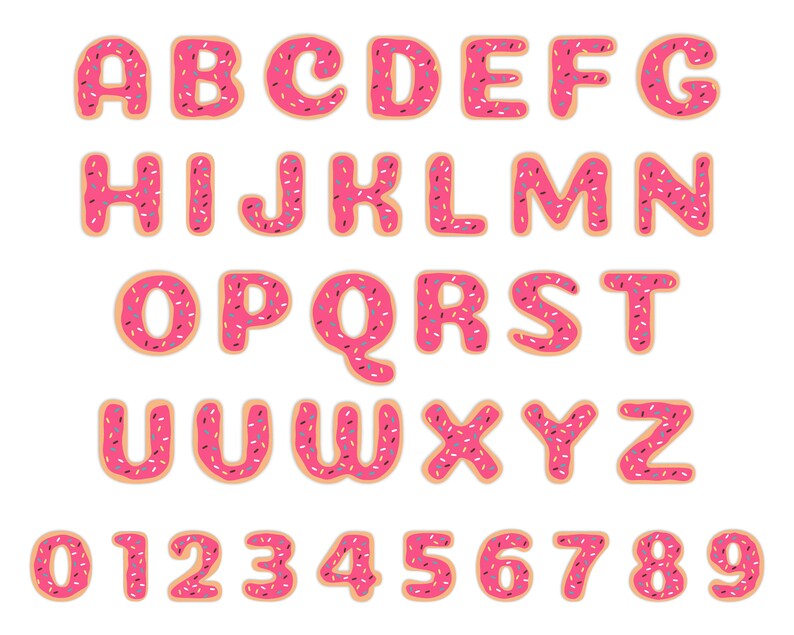 Donuts Font SVG Donuts Alphabet Digital Donuts Bundle Commercial Use ...