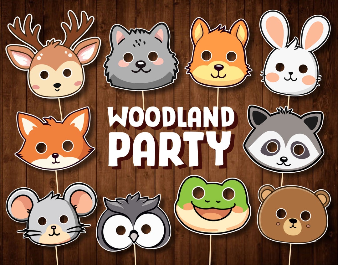 Woodland Animals Photo Booth Props - Cute Animals Masks - INSTANT ...