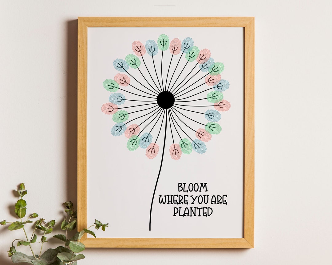 Dandelion Printable Fingerprint Poster - Dandelion Kids Craft - SVG ...