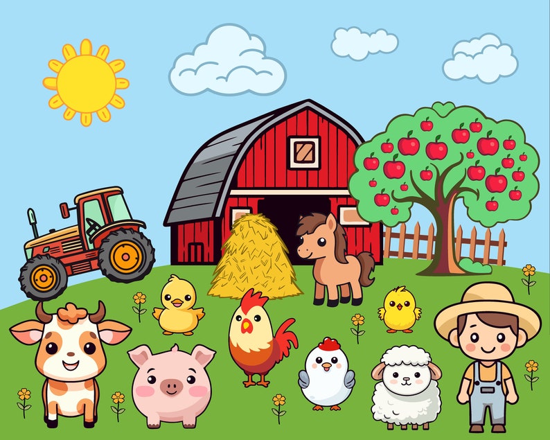Farm Animals SVG Clipart - Cute Farm Bundle - Farm Animals SVG Clip Art ...