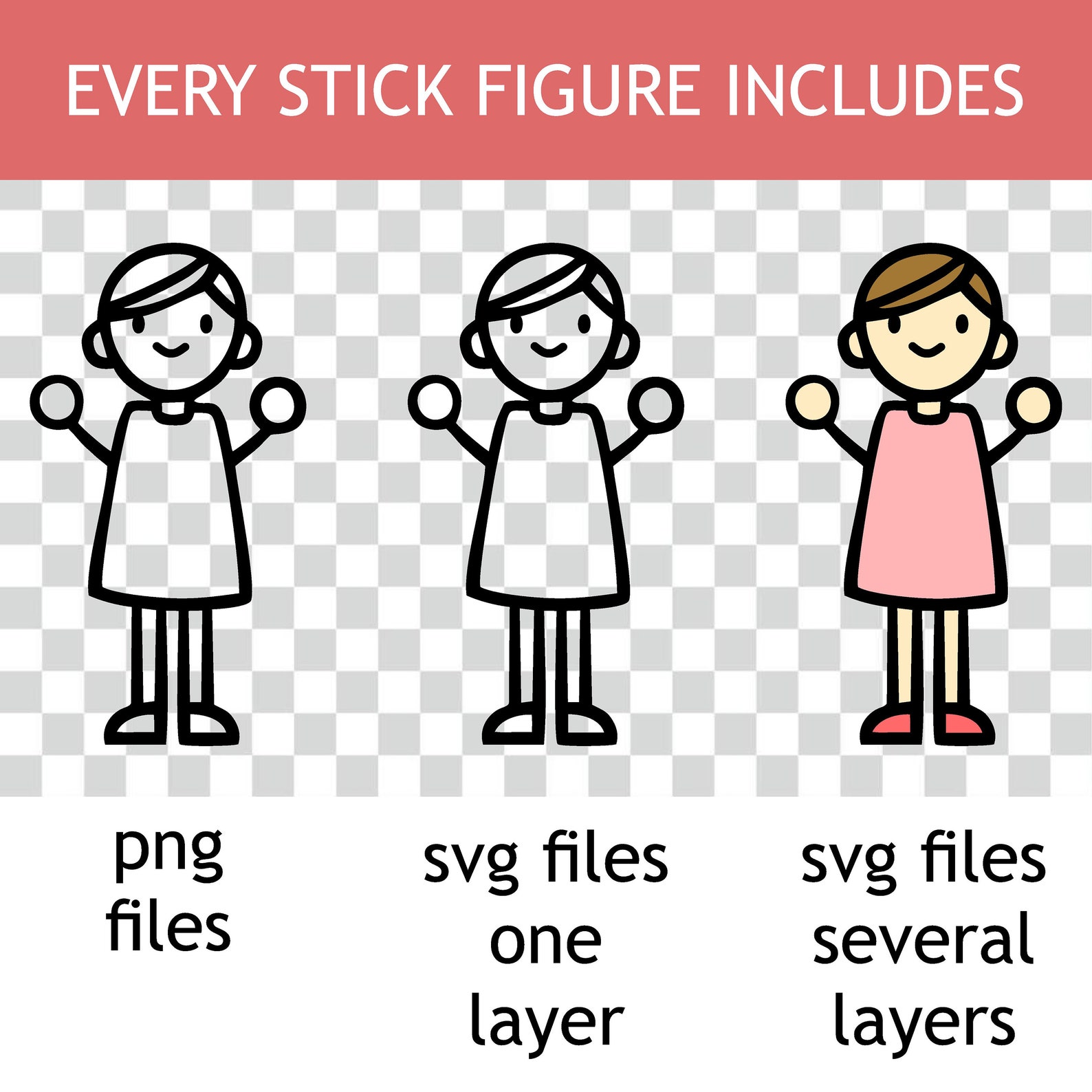 Stick Family Figures Clipart - SVG & PNG Stick People Clipart - Cricut ...