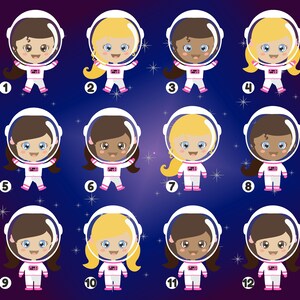 Kids in Space SVG Clipart - Astronaut Girls - Galaxy Clipart - Planets ...